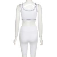 China women new print sleeveless vest tight short tops and yoga pant buttock packed short yoga sets ladies sportswear summer 2022 for sale
