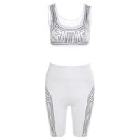 China women new print sleeveless vest tight short tops and yoga pant buttock packed short yoga sets ladies sportswear summer 2022 for sale