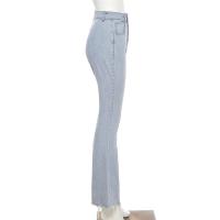 China women new high waist pants street style bell-bottomed trousers single breasted wide leg ladies jeans pants for sale
