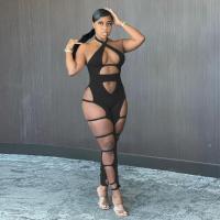 China women sexy hollow-out sleeveless sportswear tight casual jumpsuits hanging neck gym wear high waist one-piece yoga set for sale