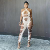 China women sexy hollow-out sleeveless sportswear tight casual jumpsuits hanging neck gym wear high waist one-piece yoga set for sale