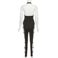 China women sexy hollow-out sleeveless sportswear tight casual jumpsuits hanging neck gym wear high waist one-piece yoga set for sale
