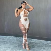 China women sexy hollow-out sleeveless sportswear tight casual jumpsuits hanging neck gym wear high waist one-piece yoga set for sale