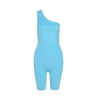 China female new sexy backless sportswear high waist tight short jumpsuits solid color one shoulder casual gym wear for sale