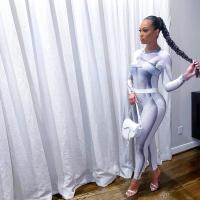 China Fashionable New Style Sexy Women O-Neck print bodycon two pieces Jumpsuit Letter Print ladies long sleeve Rompers for sale