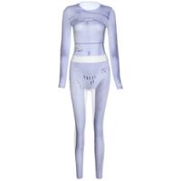 China Fashionable New Style Sexy Women O-Neck print bodycon two pieces Jumpsuit Letter Print ladies long sleeve Rompers for sale