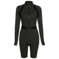 China Fashion new autumn soild color high elastic casual fitness bodycon lucky label one piece jumpsuit short yoga set for sale