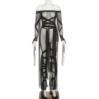 China 2021 Women Sexy see-through gauze Mesh Jumpsuits Tight Long Sleeve Pants Off shoulder skinny Rompers for sale