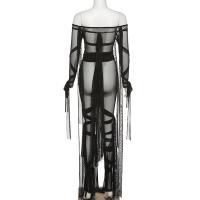 China 2021 Women Sexy see-through gauze Mesh Jumpsuits Tight Long Sleeve Pants Off shoulder skinny Rompers for sale
