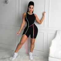 China 2021 New Arrivals Spring Summer Women Casual round collar sports set Sleeveless Sports Fitness clothes Short One Piece yoga set for sale