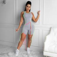 China 2021 New Arrivals Spring Summer Women Casual round collar sports set Sleeveless Sports Fitness clothes Short One Piece yoga set for sale
