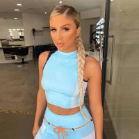 China women Sports set Gym wear Fitness clothes 2 Pieces yoga set Running Leggings athletic clothes ladies sleeveless sportswear for sale