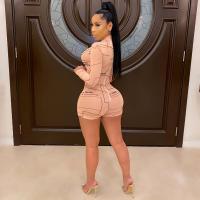 China 2020 women long sleeve Sexy high neck lace up short yoga pants women jumpsuit printed one piece sports set for sale