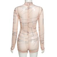 China 2020 women long sleeve Sexy high neck lace up short yoga pants women jumpsuit printed one piece sports set for sale