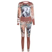 China Hot Selling Sexy Two Piece yoga Sets Women Jumpsuits print fashion pattern sportswear for sale