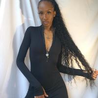 China Fitness Active Wear Rompers front Zipper deep V Neck Sexy Fashion Long Sleeve Workout Sports set Women Jumpsuit for sale