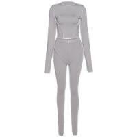 China Fitness Active Wear Rompers front Zipper deep V Neck Sexy Fashion Long Sleeve Workout Sports set Women Jumpsuit for sale