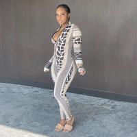 China new arrival Sexy Tight autumn Lady Printed Women One Piece long Jumpsuits And Rompers female long sleeve Bodycon fitness clothes for sale
