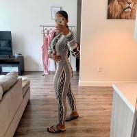 China new arrival Sexy Tight autumn Lady Printed Women One Piece long Jumpsuits And Rompers female long sleeve Bodycon fitness clothes for sale