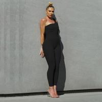 China Top-ranking suppliers new style one shoulder solid color jumpsuit pants plain one piece women sportswear for sale