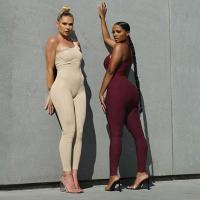 China Top-ranking suppliers new style one shoulder solid color jumpsuit pants plain one piece women sportswear for sale