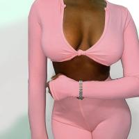 China Female Sport Suit Women Fitness Clothing Long Sleeves Yoga Set deep V-collar  Sportswear for sale