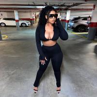 China Female Sport Suit Women Fitness Clothing Long Sleeves Yoga Set deep V-collar  Sportswear for sale