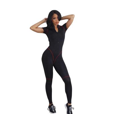 China women V-neck short sleeve yoga fitness sports set gym jumpsuit one piece yoga sets for sale