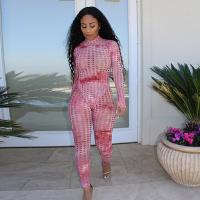 China Women hot selling fashion sexy mesh jumpsuit long sleeve women hollowed out sportswear for sale