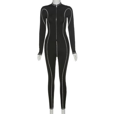 China One Piece Stripe  Long Sleeve Sexy Women Long Pants Jumpsuit Fashion Women sportswear for sale