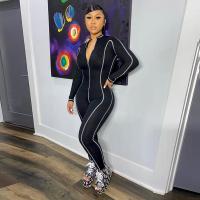 China One Piece Stripe  Long Sleeve Sexy Women Long Pants Jumpsuit Fashion Women sportswear for sale