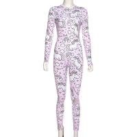 China O Neck Women Fashion Jumpsuit Club Sexy long Sleeve cute cartoon Print  Skinny Bodycon Jumpsuit for sale