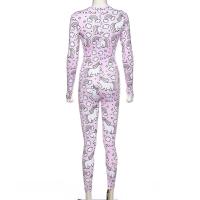 China O Neck Women Fashion Jumpsuit Club Sexy long Sleeve cute cartoon Print  Skinny Bodycon Jumpsuit for sale