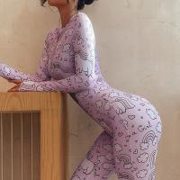 China O Neck Women Fashion Jumpsuit Club Sexy long Sleeve cute cartoon Print  Skinny Bodycon Jumpsuit for sale