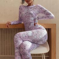 China O Neck Women Fashion Jumpsuit Club Sexy long Sleeve cute cartoon Print  Skinny Bodycon Jumpsuit for sale