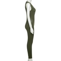 China new design Women's New Sexy V-neck Jumpsuit Female Casual Solid color sleeveless sportswear skinny workout fitness clothes for sale