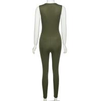 China new design Women's New Sexy V-neck Jumpsuit Female Casual Solid color sleeveless sportswear skinny workout fitness clothes for sale