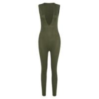 China new design Women's New Sexy V-neck Jumpsuit Female Casual Solid color sleeveless sportswear skinny workout fitness clothes for sale