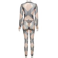 China 2021 spring Casual Tracksuit For Women long sleeve Jumpsuits ladies Two Piece sports Set grid print fitness clothes for sale