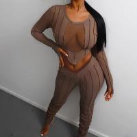 China Mesh See Through Sexy two pieces Yoga Wear Women Sport Suit Workout fitness Clothes ladies long sleeve sportswear for sale