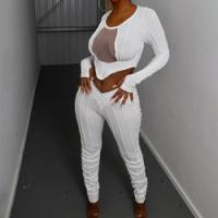 China Mesh See Through Sexy two pieces Yoga Wear Women Sport Suit Workout fitness Clothes ladies long sleeve sportswear for sale