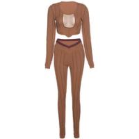 China Mesh See Through Sexy two pieces Yoga Wear Women Sport Suit Workout fitness Clothes ladies long sleeve sportswear for sale
