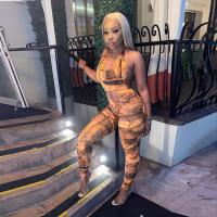 China 2021 new arrivals spring Fashion Women Sleeveless print Custom Jumpsuit ladies one piece yoga set long sportswear for sale