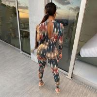 China Fashion Sexy 2021 new Print Hollow Out Ladies sportswear Women fitness Clothing One Piece Jumpsuits And Rompers for sale