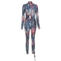 China Fashion Sexy 2021 new Print Hollow Out Ladies sportswear Women fitness Clothing One Piece Jumpsuits And Rompers for sale
