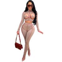 China Women Winter two pieces Yoga Suit fitness Clothing  ladies Long Sleeve Seamless High Waist Tight Fitting Hollow Out Sportswear for sale