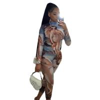China Hot Sale Sexy Long Sleeve yoga pants Print One Piece yoga set ladies sports Jumpsuit for sale