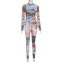 China Hot Sale Sexy Long Sleeve yoga pants Print One Piece yoga set ladies sports Jumpsuit for sale