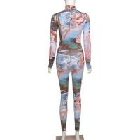China Hot Sale Sexy Long Sleeve yoga pants Print One Piece yoga set ladies sports Jumpsuit for sale
