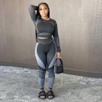 China Women spring fitness Clothing 2 Pieces yoga Set Women fashion sports set ladies long sleeve Sportswear ladiesTracksuits for sale